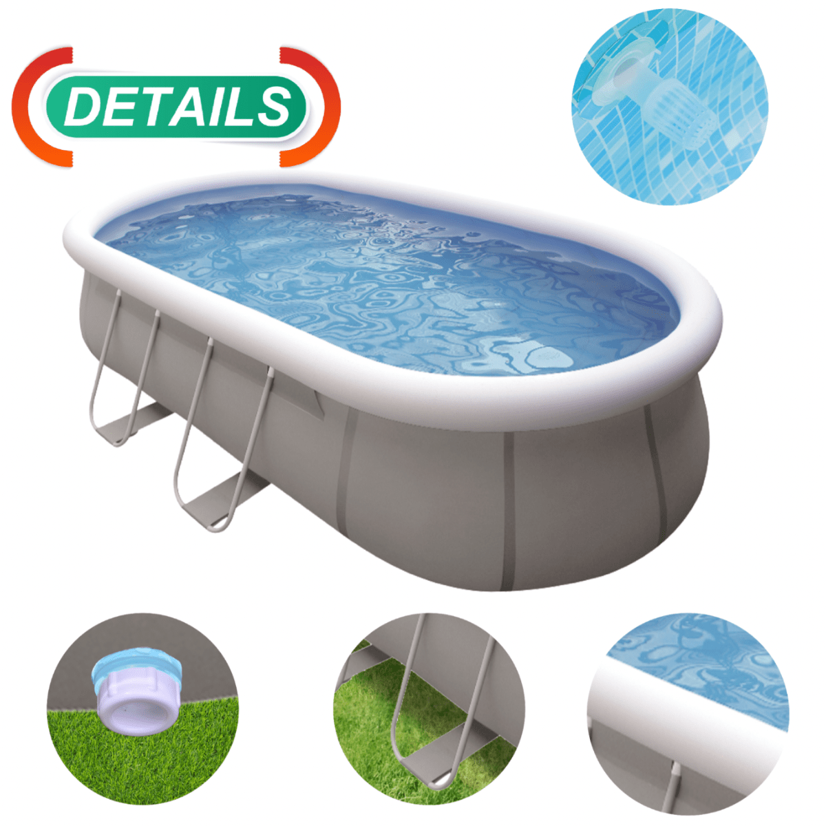 Avenli 18ft x 10ft x 48in Oval Steel Frame Above Ground Pool | OutdoorToys