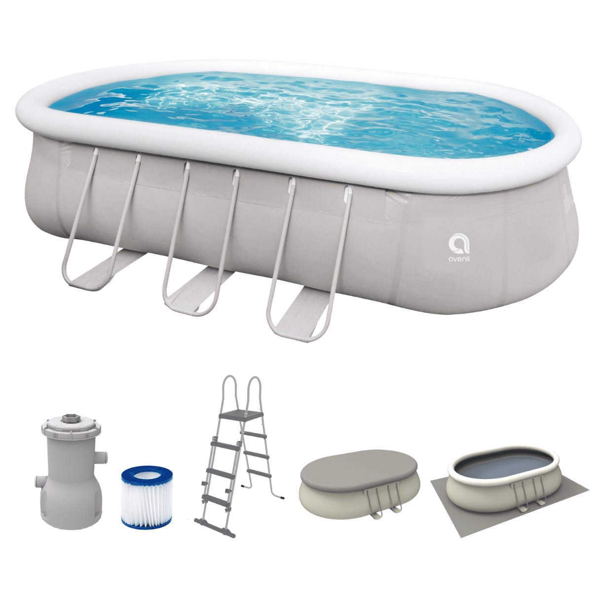 Avenli 20ft x 12ft x 48in Oval Steel Frame Above Ground Pool | OutdoorToys