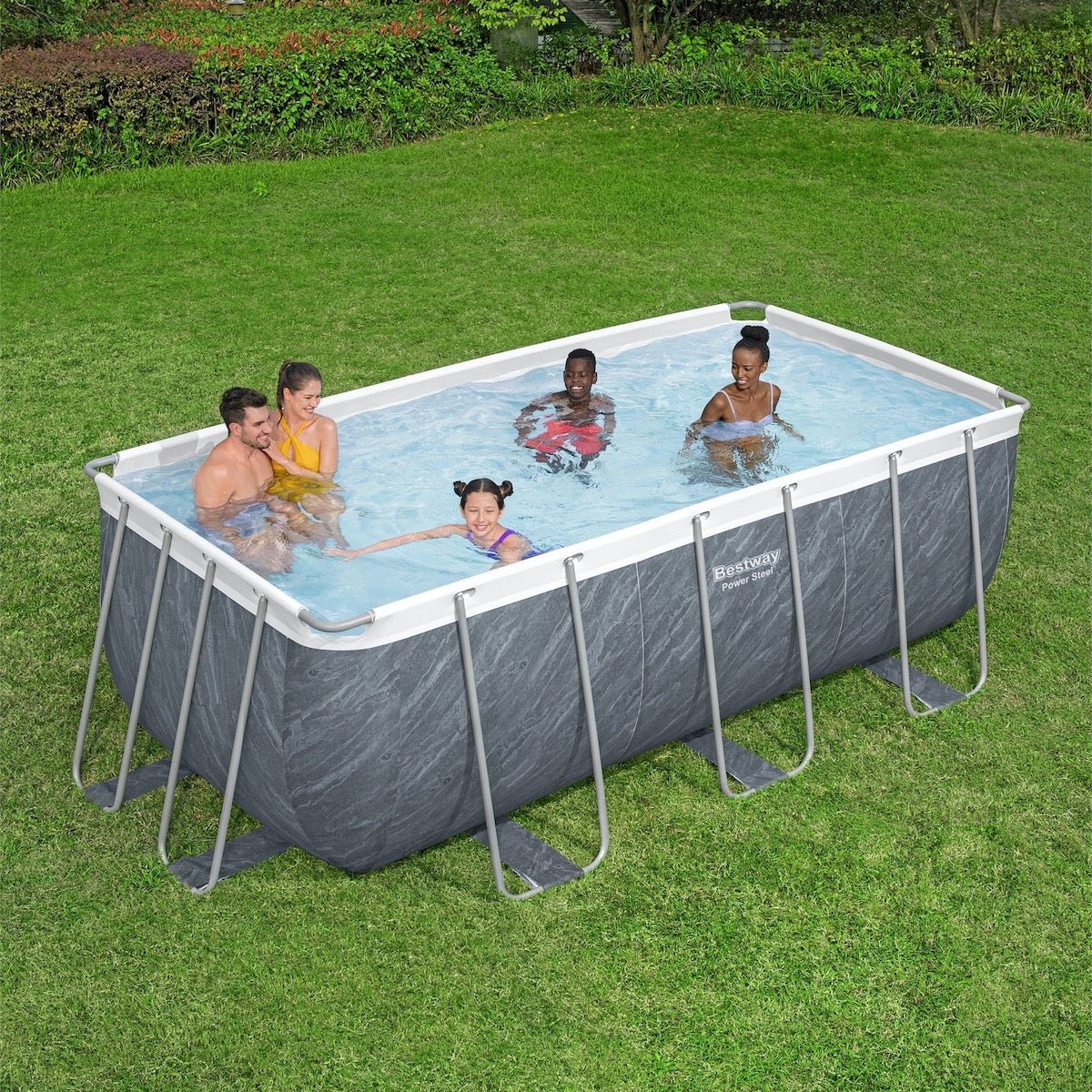Bestway 13'6ft x 6' 7ft x 48in Power Steel Rattan Pool Set