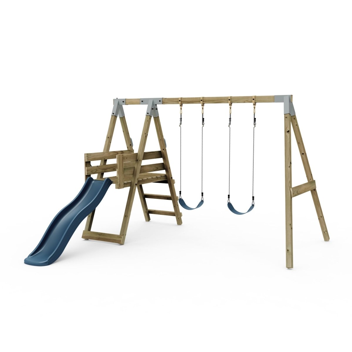 PolayPlay Premium Double Swing Set with Slide | OutdoorToys