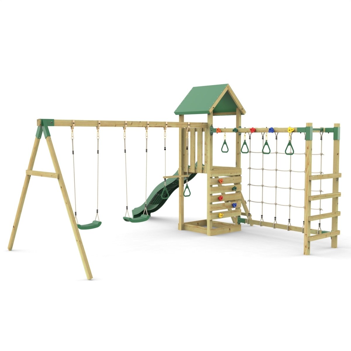 Rebo Climbing Frame with Triple Swing and Slide plus Ninja Monkey Bars ...