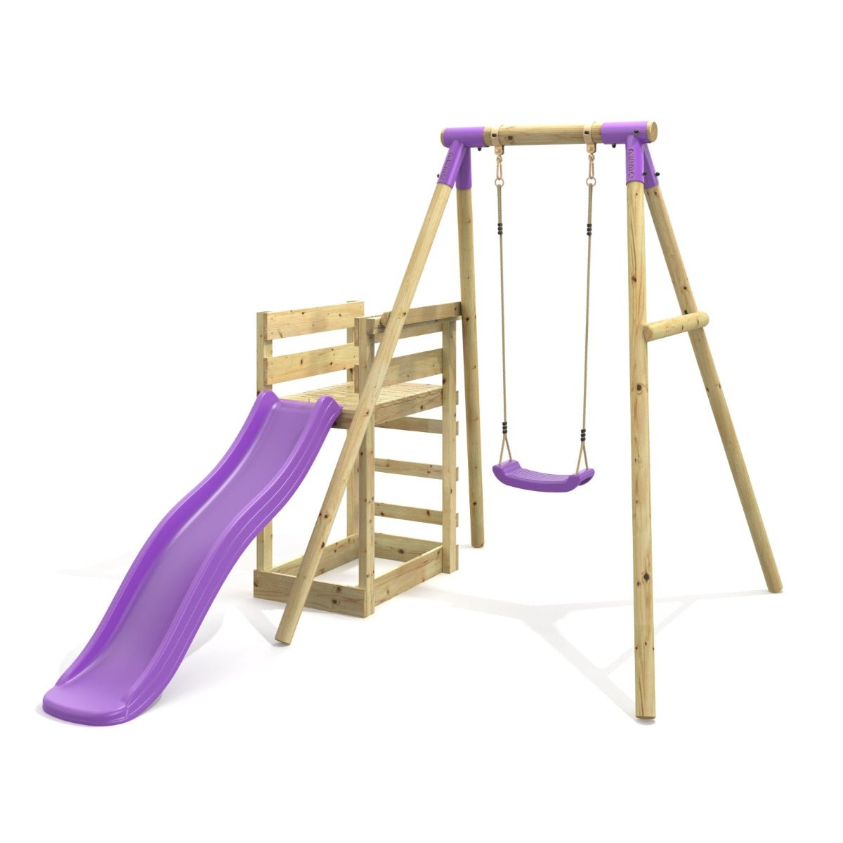 Rebo Single Swing Set with Slide - Solar Purple | OutdoorToys