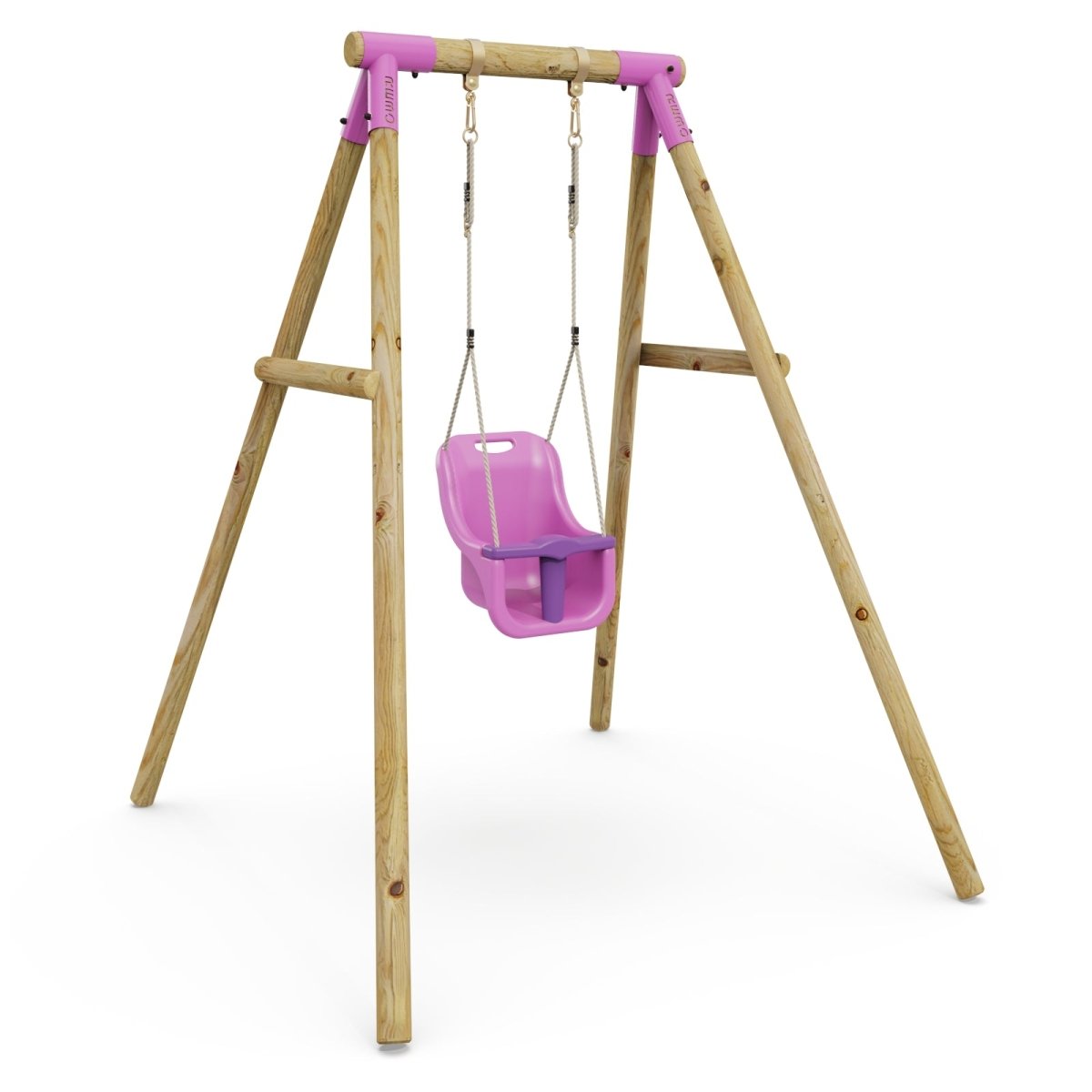 Rebo Pluto Baby Wooden Garden Swing Set - Pink | OutdoorToys