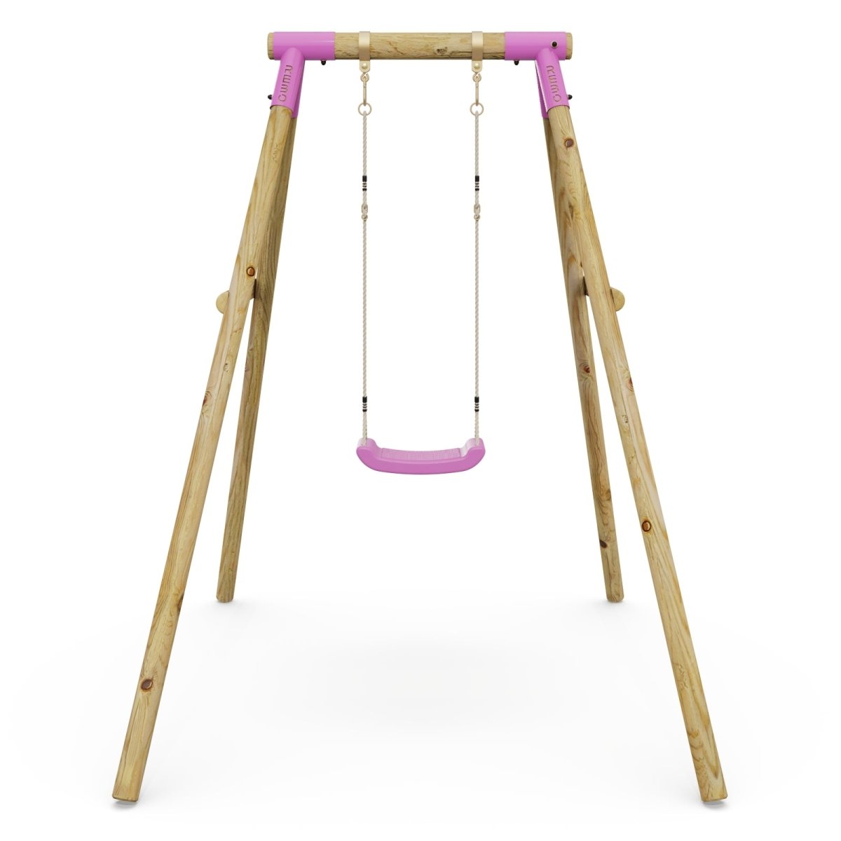 Rebo Wooden Single Garden Swing Set - Solar Pink