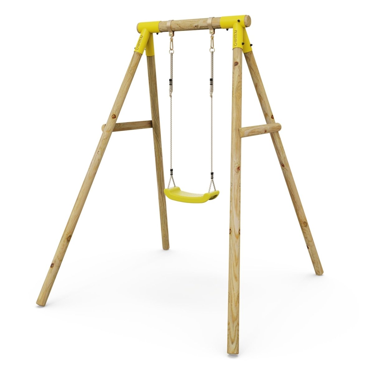 Rebo Wooden Single Garden Swing Set - Solar Yellow | OutdoorToys