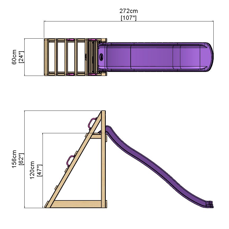 Rebo Purple Garden Water Slide w/ Wooden Platform - 8ft