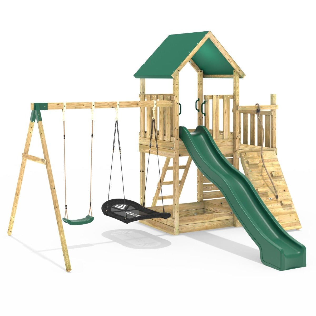 Rebo Modular Climbing Frame, Ramp & Double Swing - M3