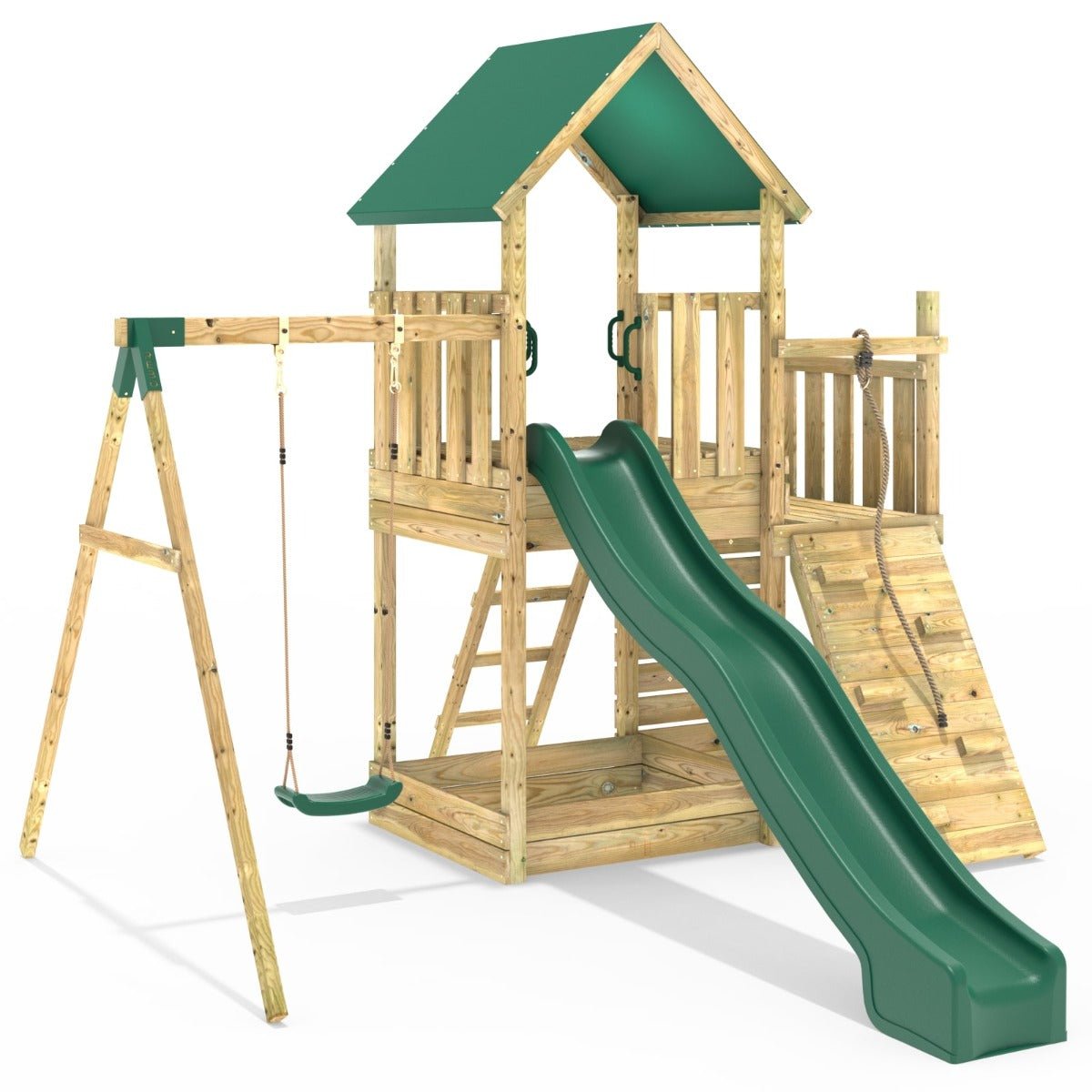 Rebo Modular Climbing Frame - M3 + Ramp & Single Swing