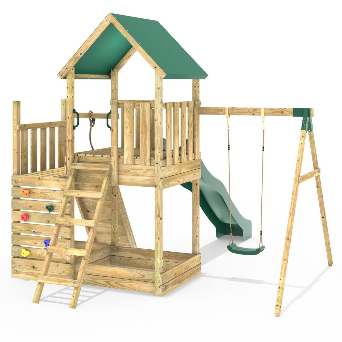 Rebo Modular Climbing Frame - M3 + Ramp & Single Swing