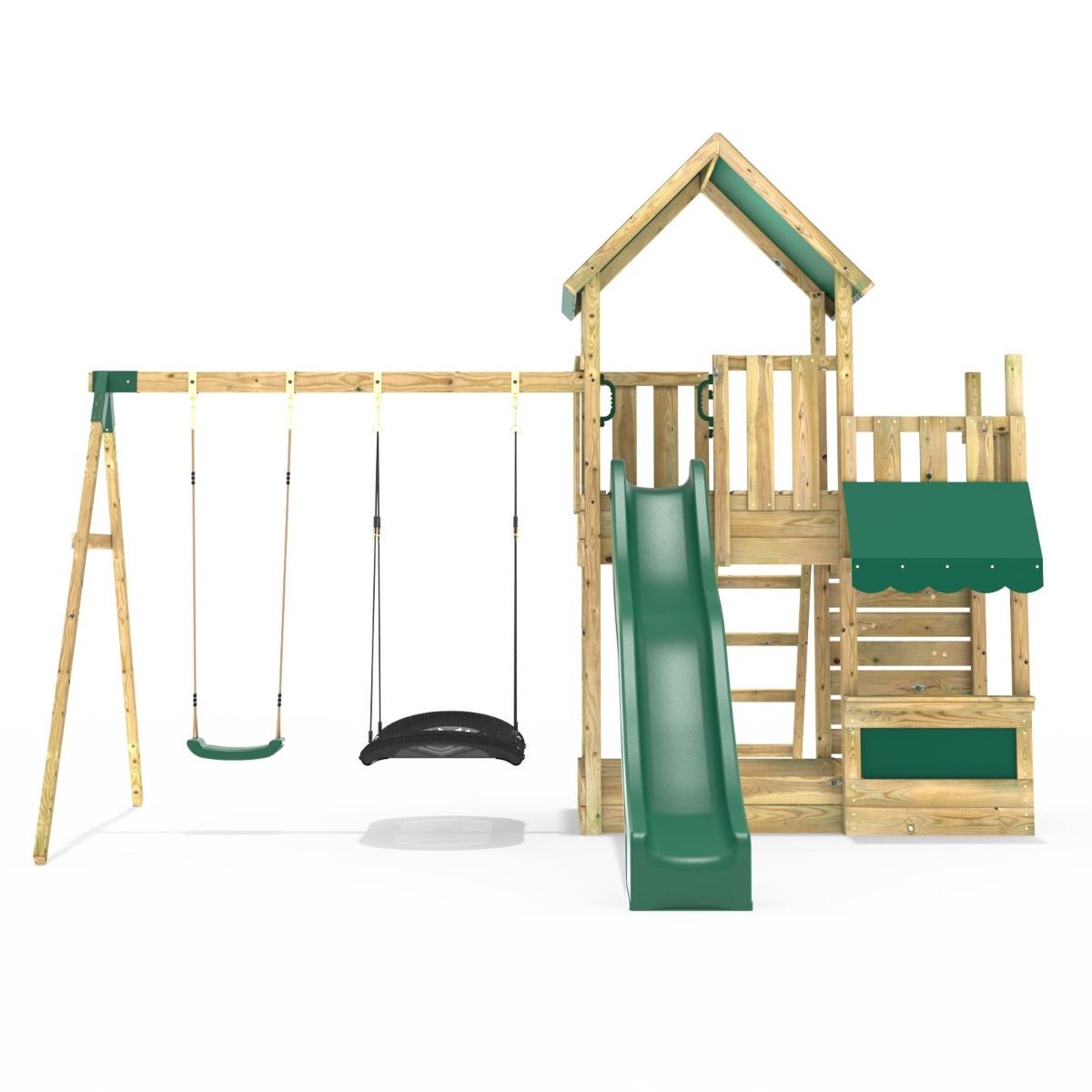 Rebo Modular Climbing Frame, Shop & Double Swing - M3