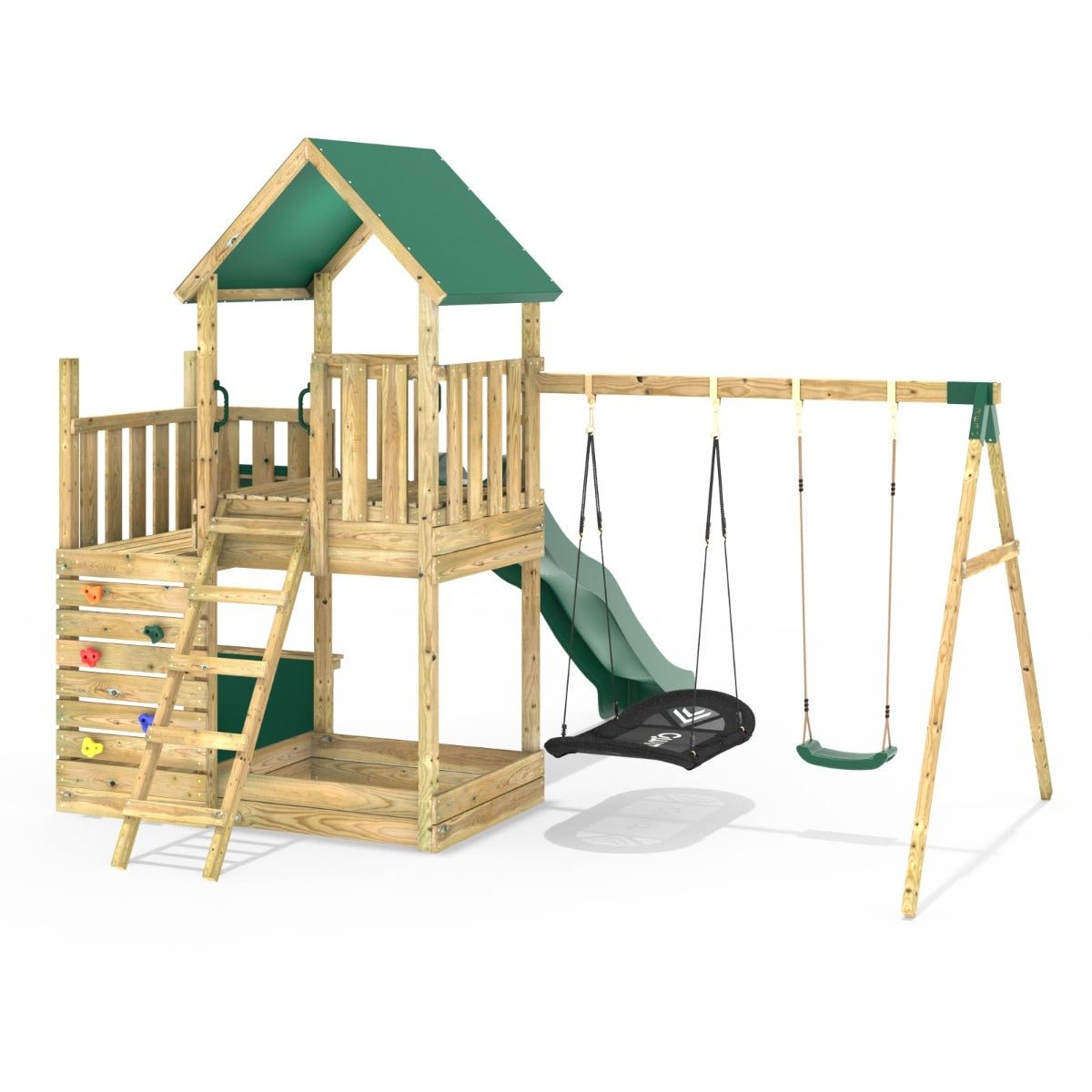 Rebo Modular Climbing Frame, Shop & Double Swing - M3
