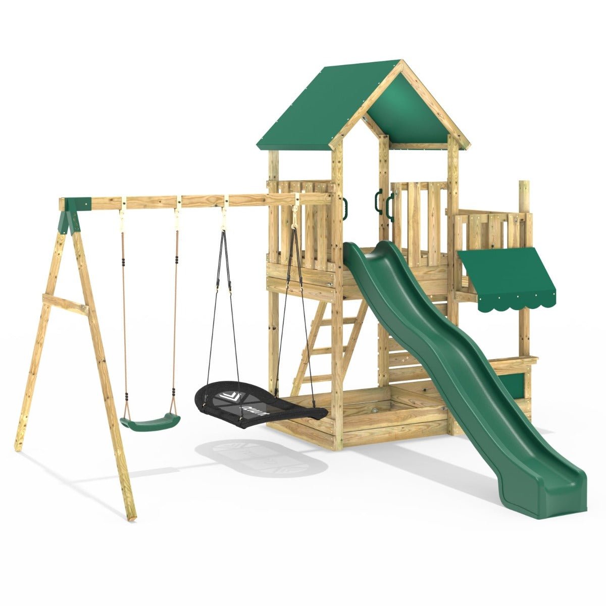 Rebo Modular Climbing Frame, Shop & Double Swing - M3