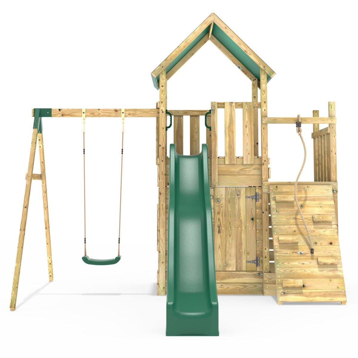 Rebo Modular Climbing Frame, Ramp & Single Swing - M8