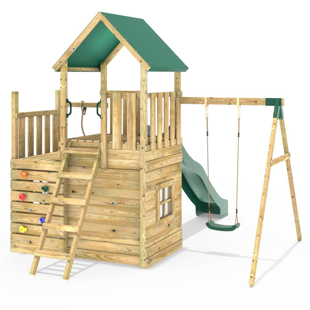 Rebo Modular Climbing Frame, Ramp & Single Swing - M8