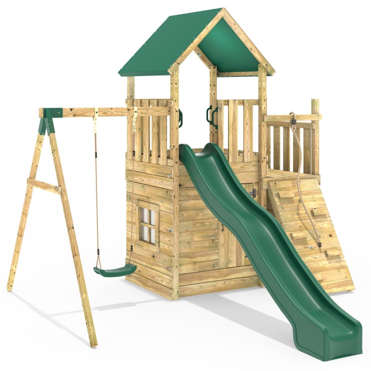 Rebo Modular Climbing Frame, Ramp & Single Swing - M8