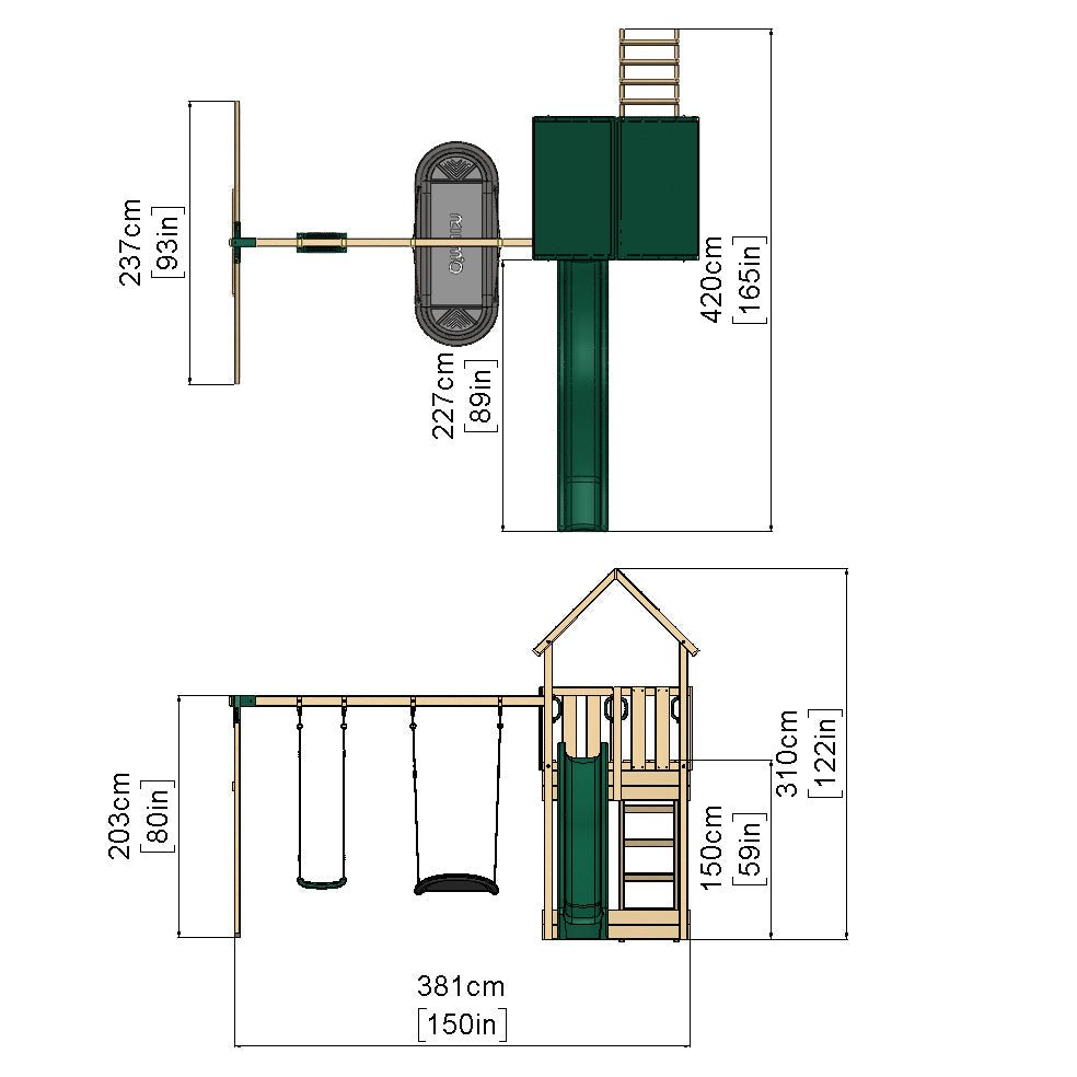Rebo Gisburn Modular Wooden Climbing Frame Playset