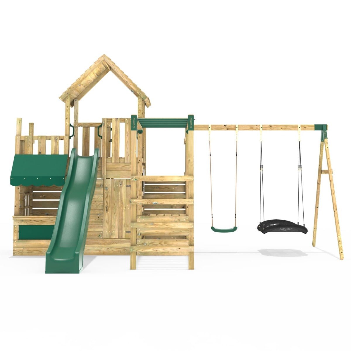 Rebo Modular Climbing Frame - M25 Swings, Monkey Bars & Den