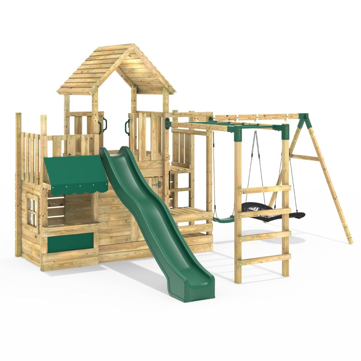 Rebo Modular Climbing Frame - M25 Swings, Monkey Bars & Den