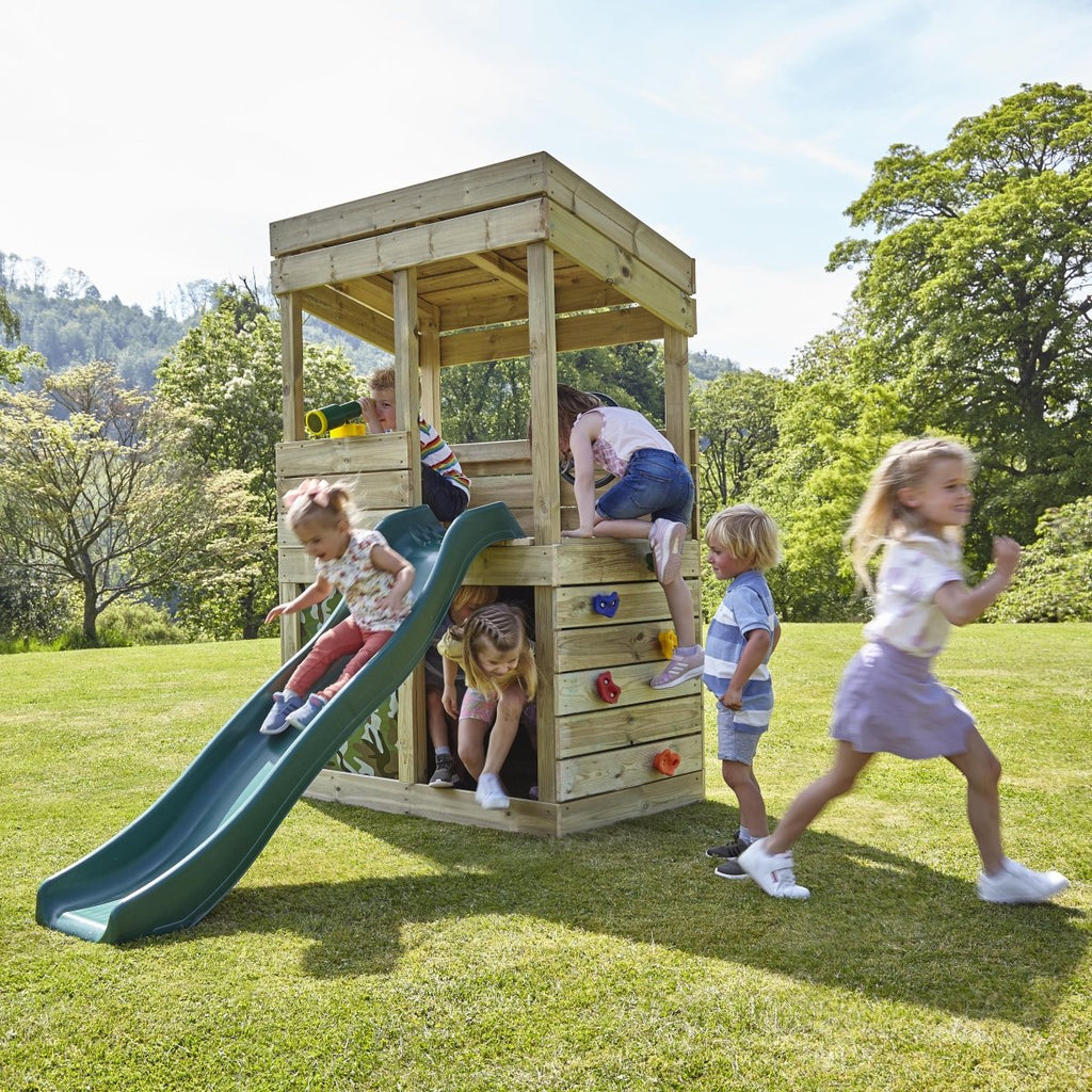 Rebo Wooden Lookout Tower Playhouse with 6ft Slide